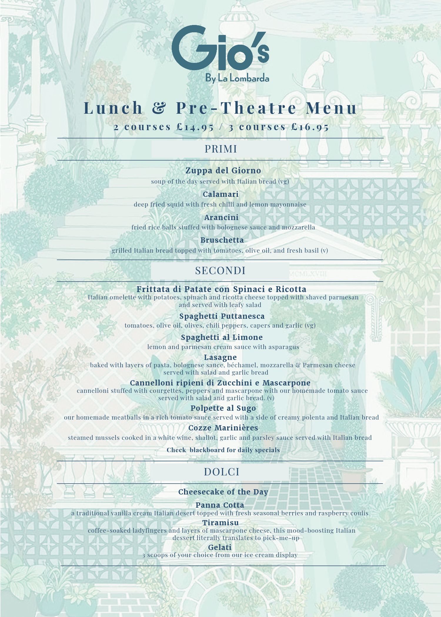 Gio's by La Lombarda - Menu