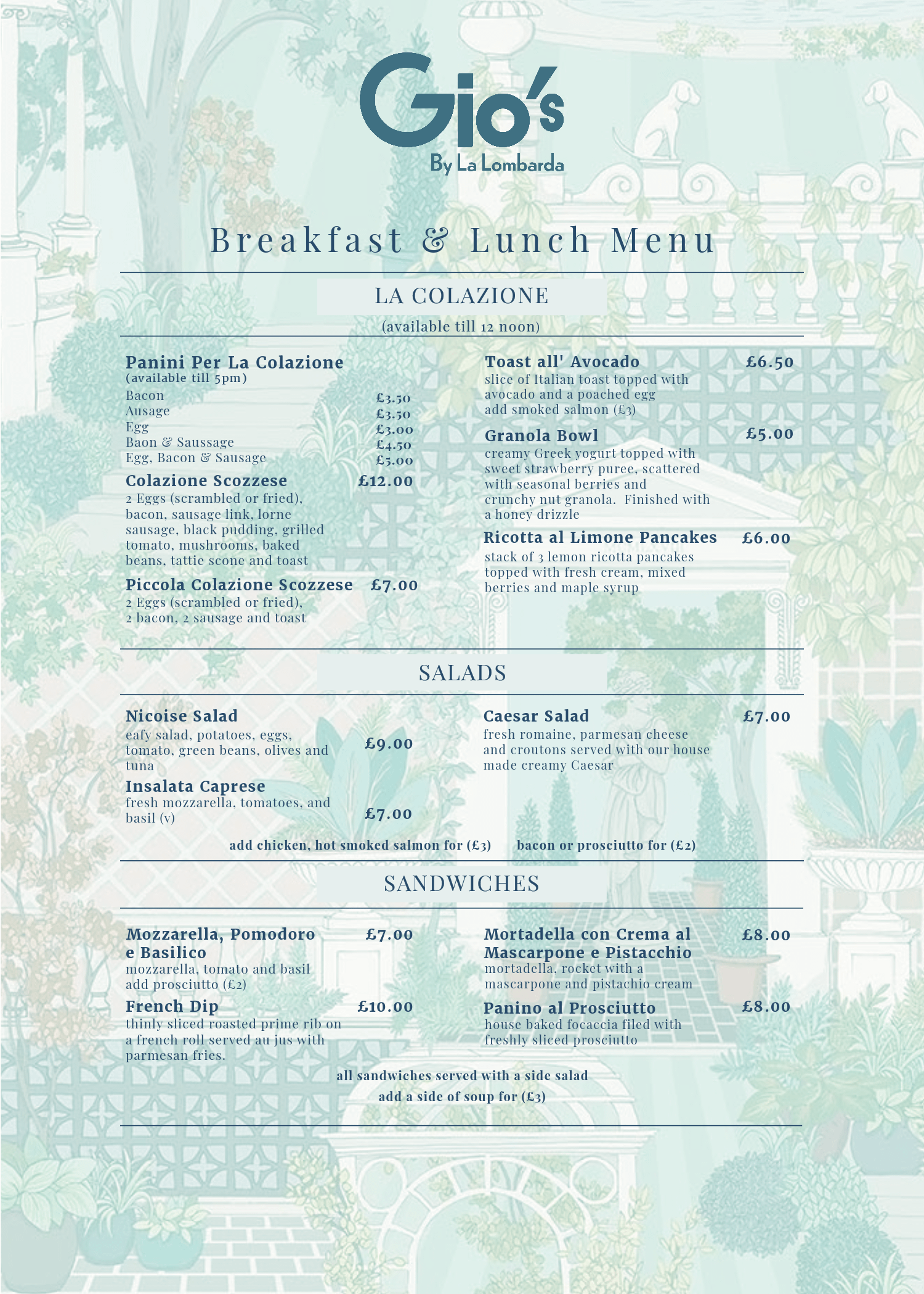 Gio's by La Lombarda - Menu